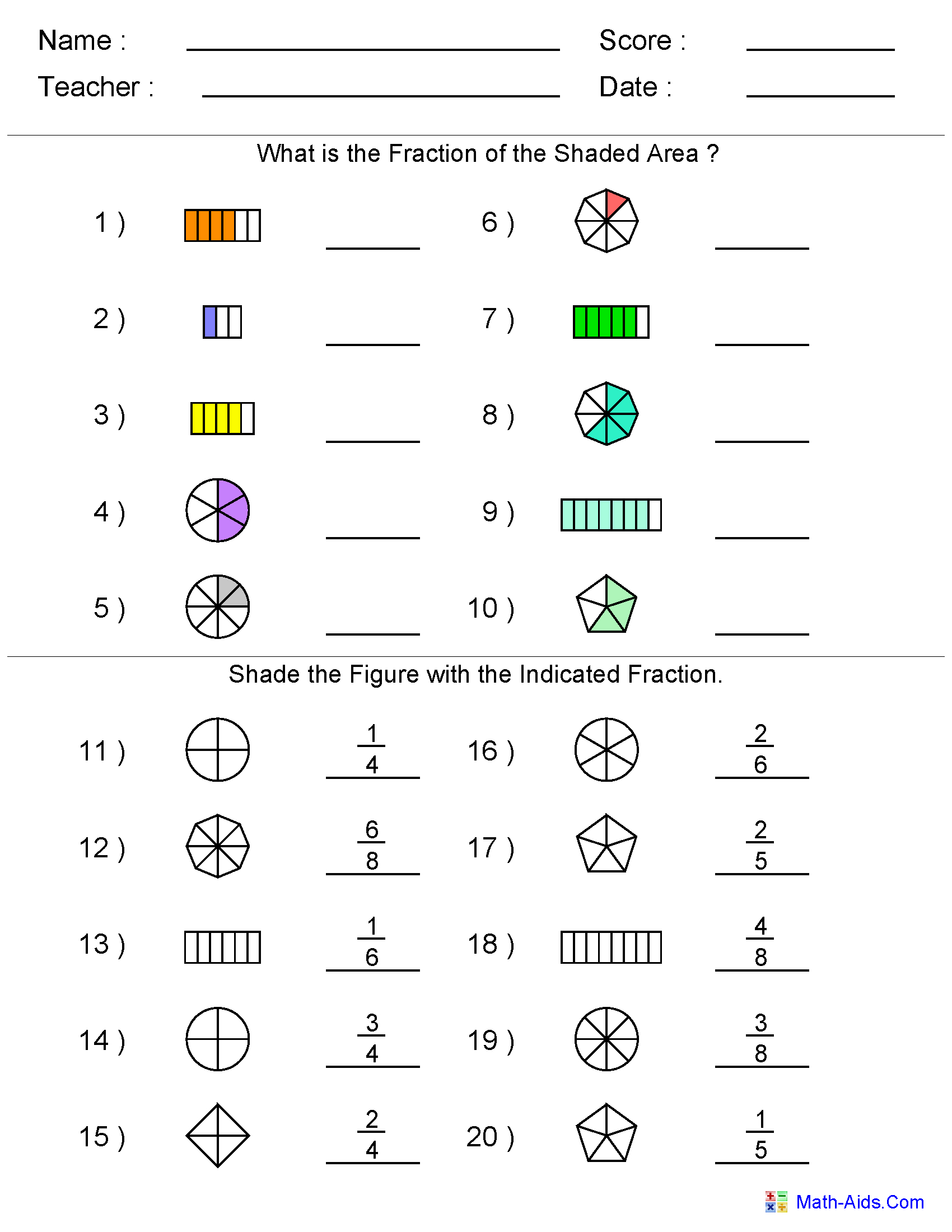 Free Printable Fraction Worksheets Free Printable Fraction Worksheets